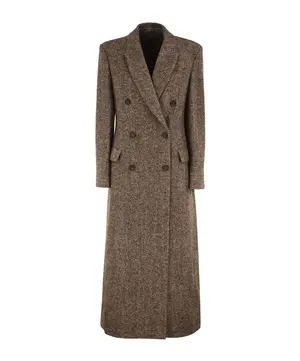 Brunello Cucinelli Double-breasted Wool And Alpaca Herringbone Coat - Brown