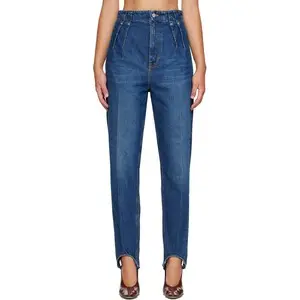 MUGLER High-waisted Pleated Denim Pants