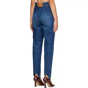 MUGLER High-waisted Pleated Denim Pants