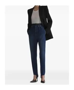MUGLER High-waisted Pleated Denim Pants