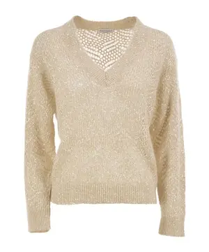 Brunello Cucinelli V-neck Sequin Sweater
