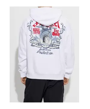 DIESEL® Cotton Hoodie With Flocked Graphics