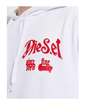 DIESEL® Cotton Hoodie With Flocked Graphics