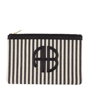 ANINE BING Lili Pouch White And Black Stripe - White/black