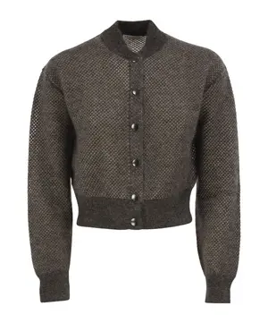Brunello Cucinelli Openwork Mohair Cardigan With Shimmering Yarn