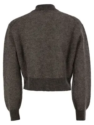 Brunello Cucinelli Openwork Mohair Cardigan With Shimmering Yarn