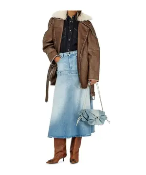 DIESEL® Double-breasted Aviator-biker Coat With Removable Fur Collar