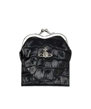 VIVIENNE WESTWOOD Heart-frame Croc-embossed Wallet - Black