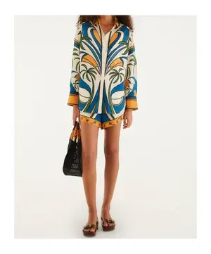 Farm Rio Tropical Graphic Collared Buttoned Shirt