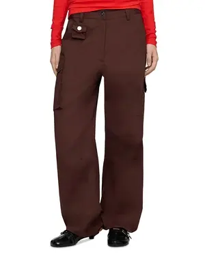 GANNI Stretch Cotton Cargo Trousers - Chicory Coffe