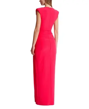 Balmain Long Crepe Gown With Embellished Detail