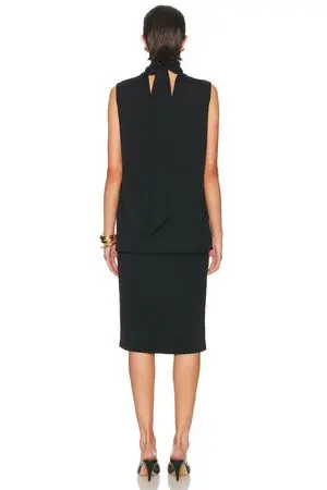 Brandon Maxwell Noa Mock Neck Sleeveless Dress - Black