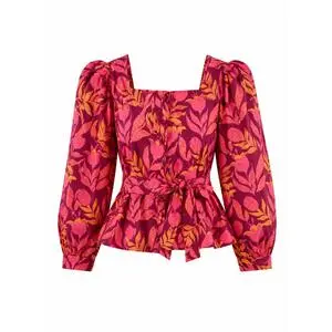 MIND TRAVELER Beth Burgundy Floral Blouse - Pink