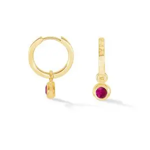 DOWER & HALL Ruby Hammered Huggie Hoop Earrings - Gold