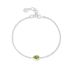 DOWER & HALL Dower & Hall Peridot Pear Chain Bracelet Silver
