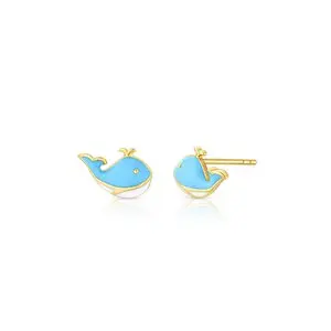 GOLD & HONEY Whale Stud Earrings - Blue
