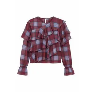 MIND TRAVELER Lea Blouse - Blue/gray/red