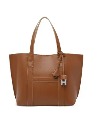 Hogan Script Small Leather Tote Bag - Brown