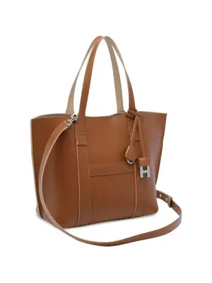 Hogan Script Small Leather Tote Bag