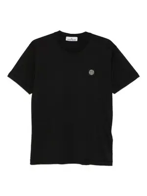 Stone Island Logo Cotton T-shirt - Black