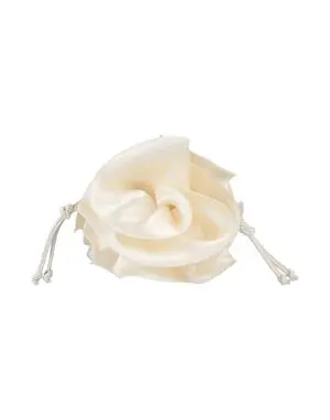 Magda Butrym Off-white Satin Ruffled Clutch With Drawstring - Off White