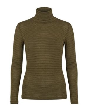 MANILA GRACE Striped Metallic Turtleneck Long Sleeve Top - Green