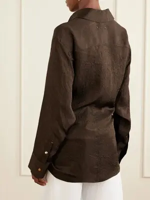 Ossou Arroyo Knotted Crinkled-satin Shirt