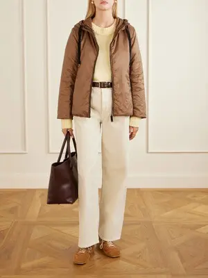 Max Mara Padded Hooded Shell Jacket - Brown