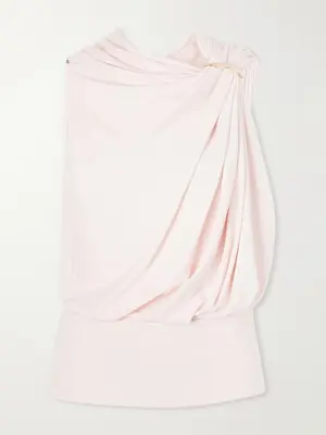 Sportmax Lacuna Embellished Draped Jersey Blouse - Pink