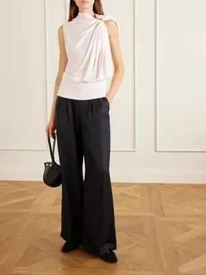 Sportmax Lacuna Embellished Draped Jersey Blouse - Pink