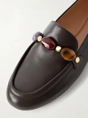 GIANVITO ROSSI Embellished Leather Loafers