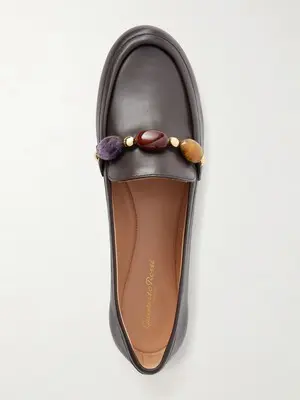 GIANVITO ROSSI Embellished Leather Loafers