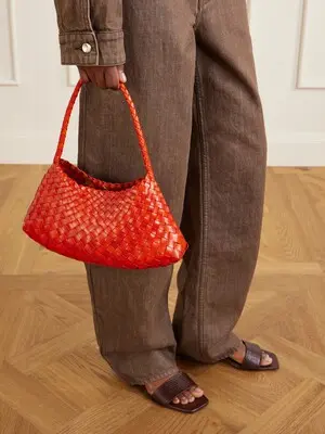 Dragon Diffusion Rosanna Woven Leather Shoulder Bag - Red