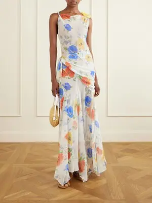DÔEN Zephrine Floral-print Silk Chiffon Maxi Dress