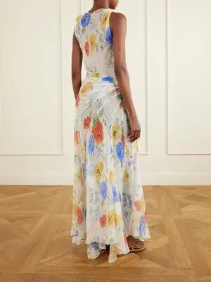 DÔEN Zephrine Floral-print Silk Chiffon Maxi Dress