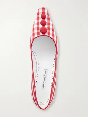 Manolo Blahnik Alexa Checked Woven Ballet Flats