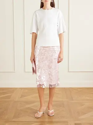 Tory Burch Sequin-embellished Mesh Midi Skirt