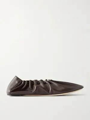 Staud Rue Gathered Leather Ballet Flats
