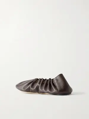 Staud Rue Gathered Leather Ballet Flats