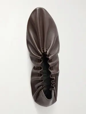 Staud Rue Gathered Leather Ballet Flats