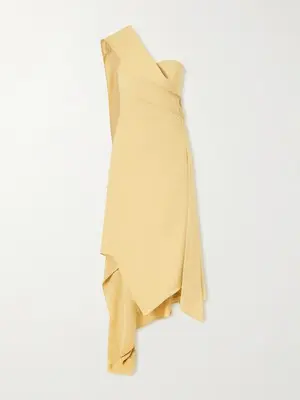 MARMAR HALIM Asymmetrical Draped Crepe Midi Dress