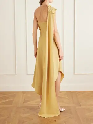 MARMAR HALIM Asymmetrical Draped Crepe Midi Dress
