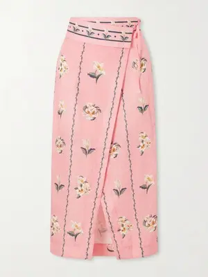 Agua Bendita Tierra Promessa Floral-print Linen Pareo - Pink
