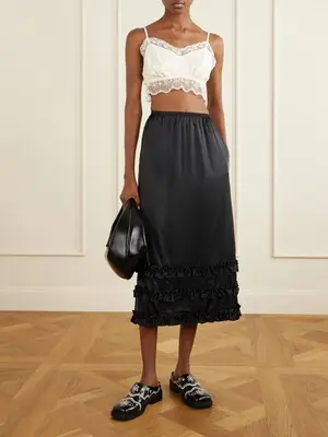Simone Rocha Lace-trimmed Crepe De Chine Bralette