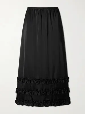 Simone Rocha Ruffled Satin Midi Skirt