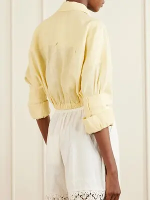 Staud Lisa Knotted Linen Shirt - Yellow