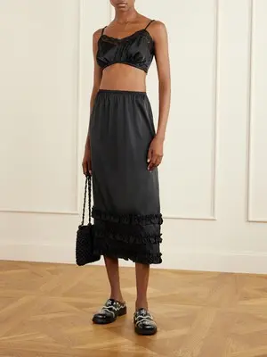 Simone Rocha Lace-trimmed Satin Bralette