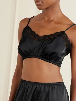Simone Rocha Lace-trimmed Satin Bralette