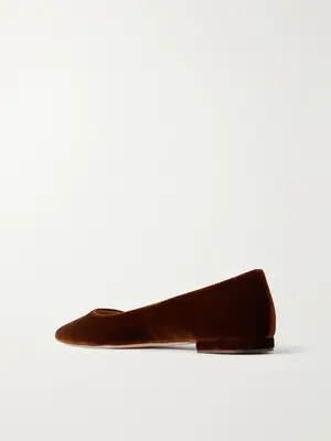 GIANVITO ROSSI Velvet Pointed Toe Ballet Flats - Brown