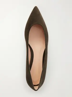 GIANVITO ROSSI Suede Pointed Toe Ballet Flats - Green